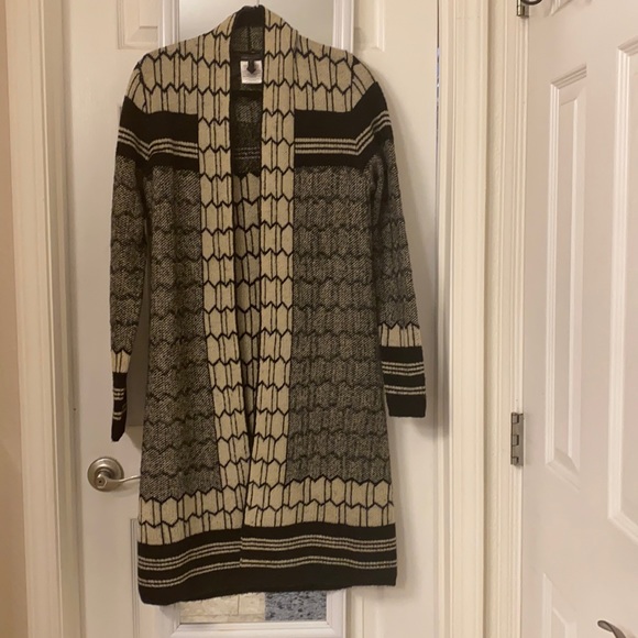 BCBGMaxAzria | Sweaters | Bcbg Womens Cardigan Black Tan | Poshmark